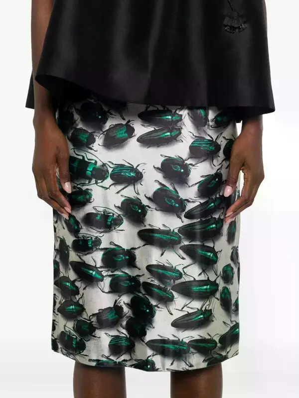 LANVIN Beetle Print Silk Blend Skirt