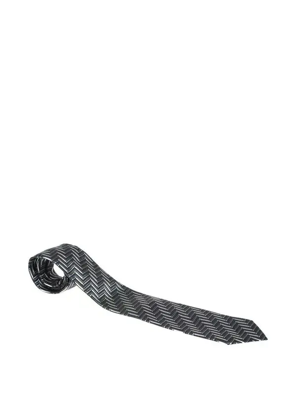 Ermenegildo Zegna Zigzag Pattern Silk Neck Tie - Grey