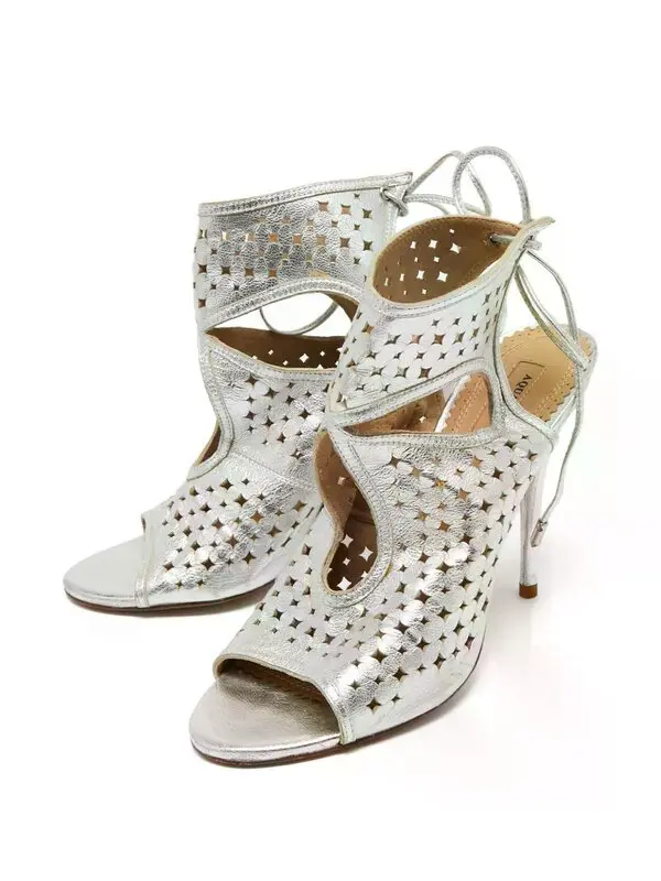 AQUAZZURA 115mm Sexy Thing Cut-out Sandals - Silver
