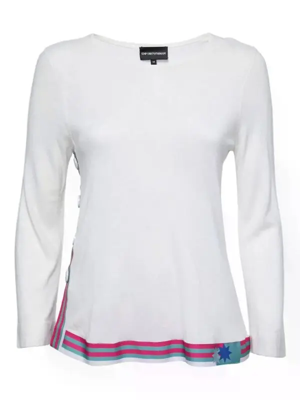 Emporio Armani Side-button Stripe-detail Top - White