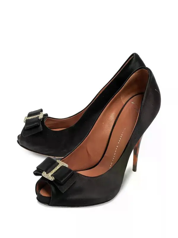 GIUSEPPE ZANOTTI Satin Peep-toe Pumps With Bow Detail