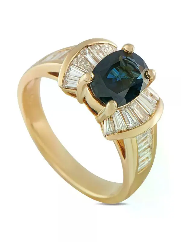 LB EXCLUSIVE 18k Yellow Oval Sapphire And Baguette Diamond Ring - Gold