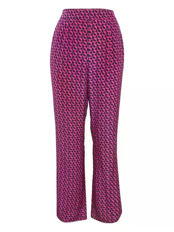 Diane Von Furstenberg Silk Geometric Print Trousers