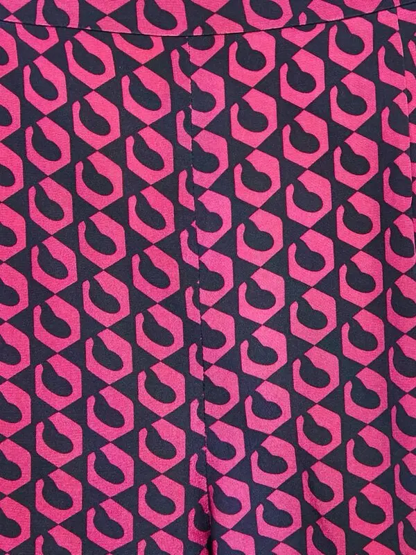 Diane Von Furstenberg Silk Geometric Print Trousers