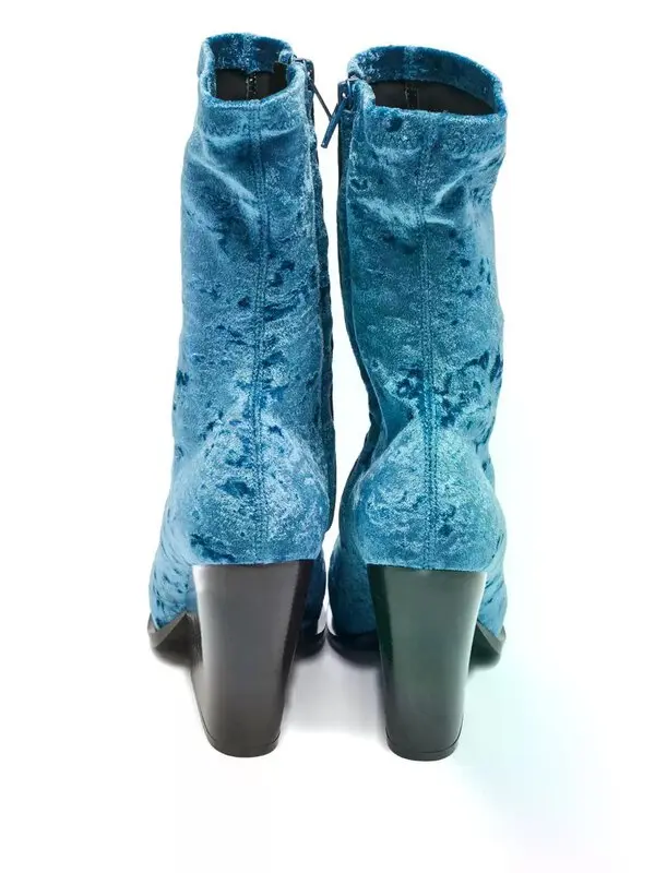 Stella McCartney Velvet High Block Heel Square Toe Boots