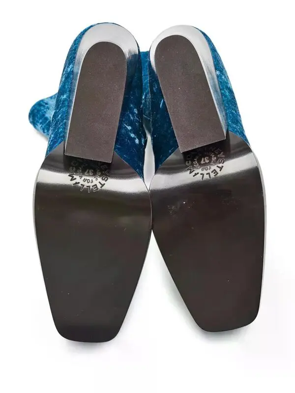 Stella McCartney Velvet High Block Heel Square Toe Boots