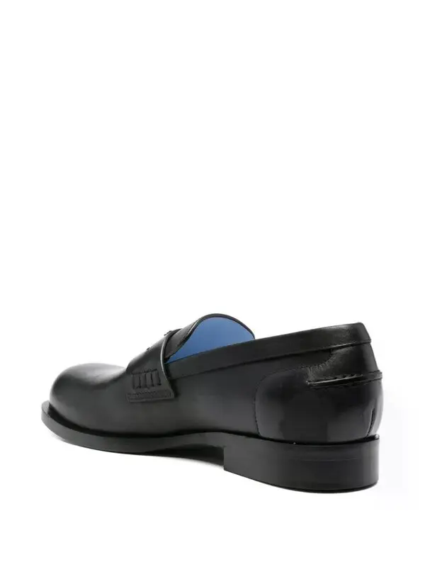 Versace Leather Loafers With Embossed Logo Detail