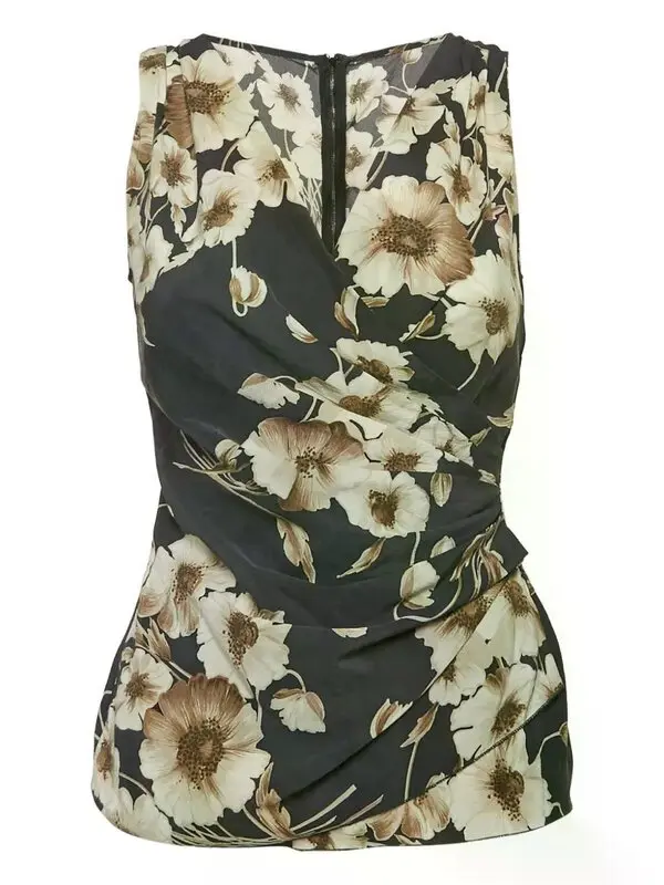 Dolce & Gabbana Sleeveless Floral Drape Top