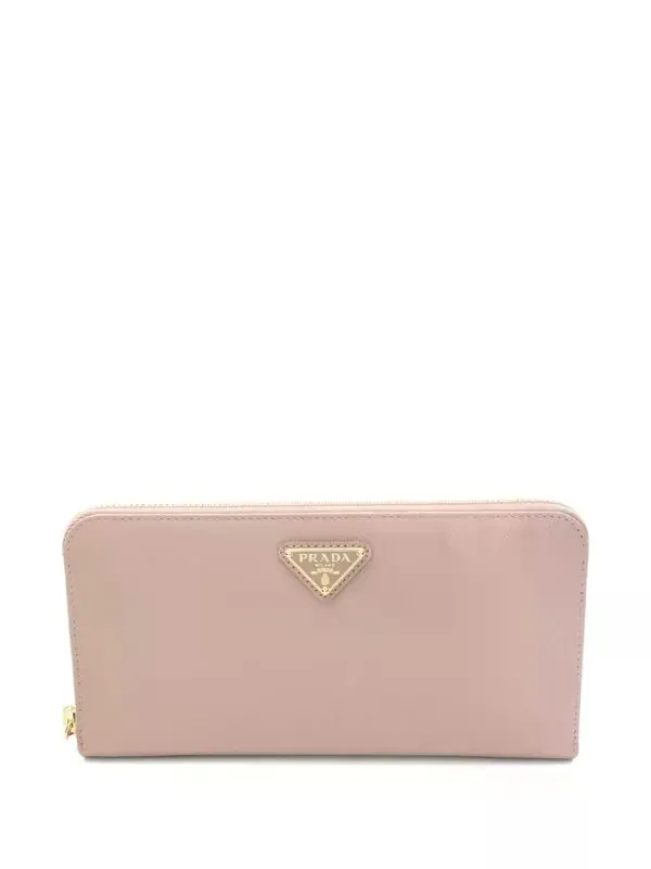 Prada 2020s Triangle Round Zip Saffiano Wallet