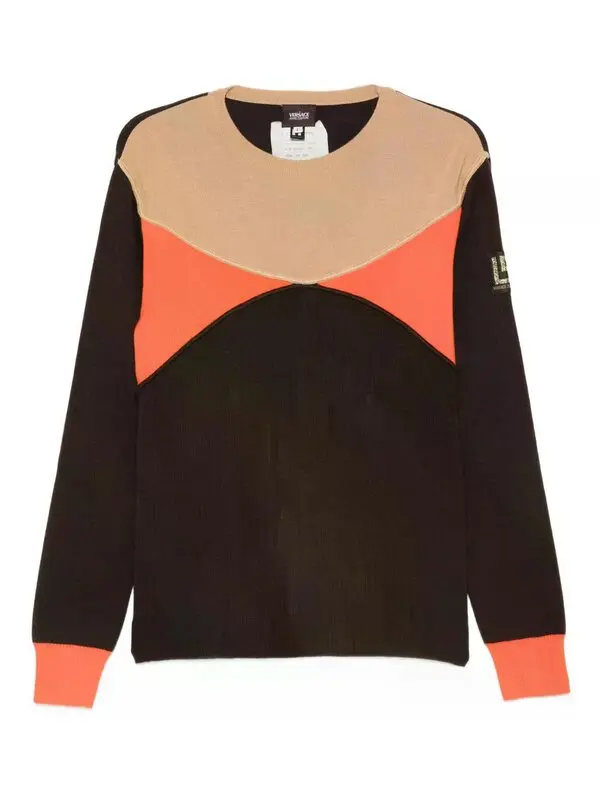Versace 2001-2002 Colour-block Crew-neck Sweater