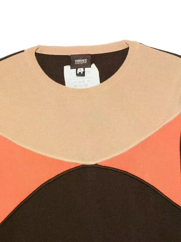 Versace 2001-2002 Colour-block Crew-neck Sweater