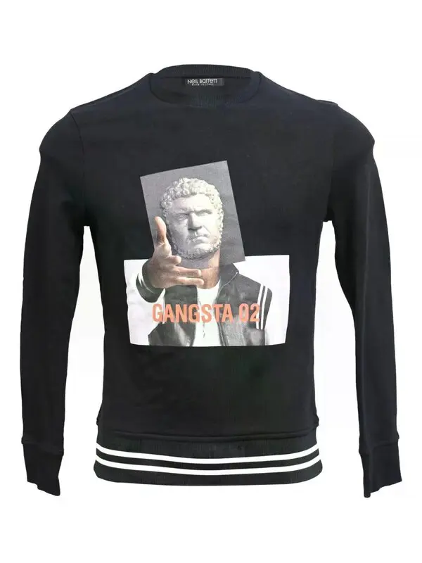 Neil Barrett Crew Neck Sweater With Graphic Print - Black