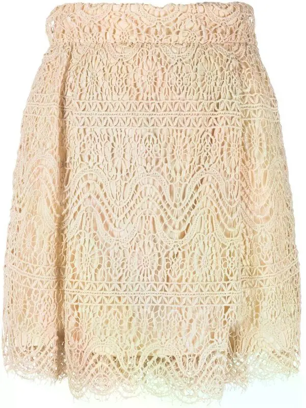 Valentino Garavani 2010 Lace Detail A-line Skirt - Neutrals