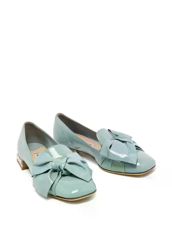 Miu Miu Patent Leather Embellished Bow Detail Pumps