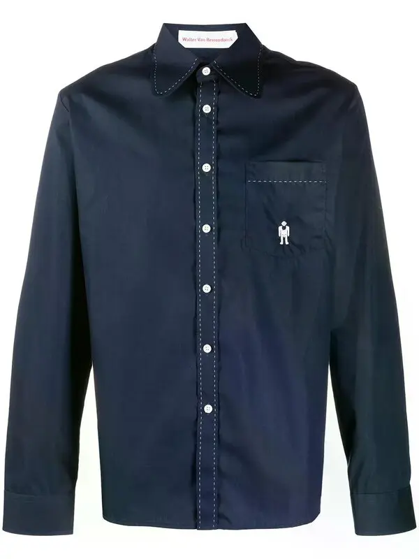 WALTER VAN BEIRENDONCK Round Embroidery Shirt - Blue