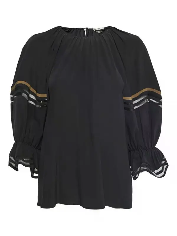 Fendi Silk Blouse With Stripe Detailing - Black