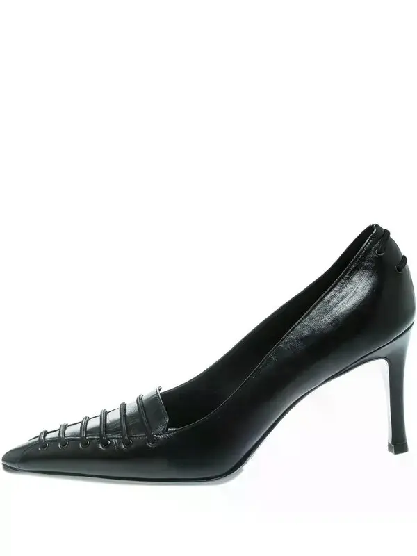 Gucci Leather Lace-up Pointed Toe Stiletto Pumps - Black