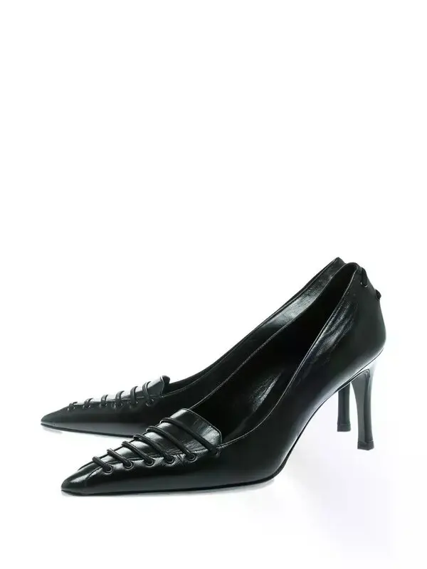 Gucci Leather Lace-up Pointed Toe Stiletto Pumps
