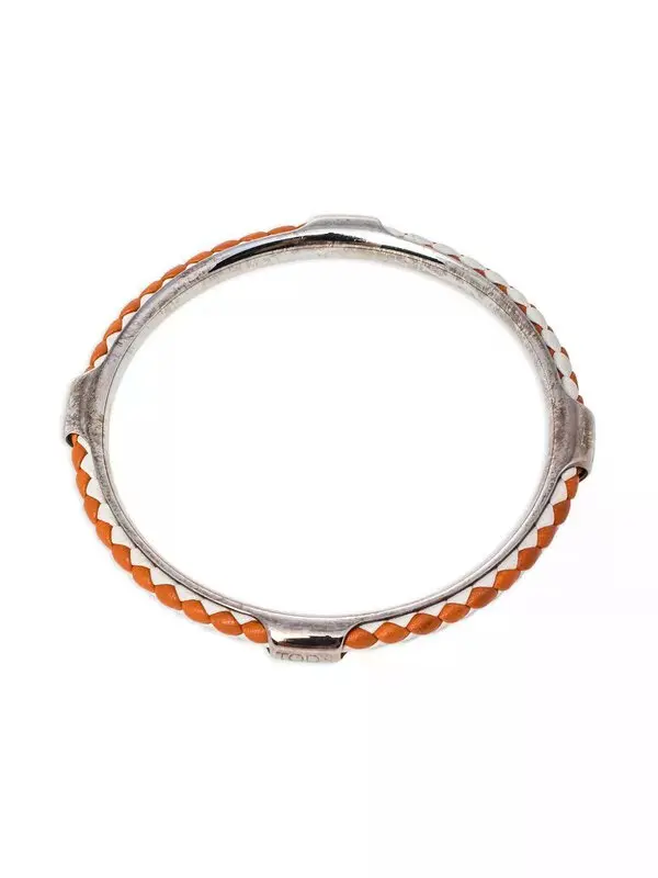 TOD'S Metal Bangle Bracelet With Engraved Logo - Silver