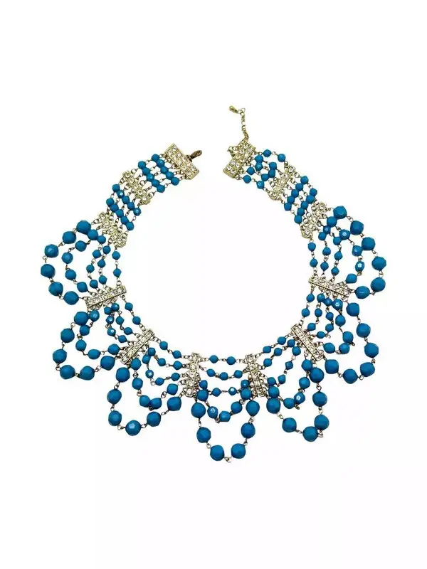 JENNIFER GIBSON JEWELLERY 2000s Crystal Festoon Necklace - Blue