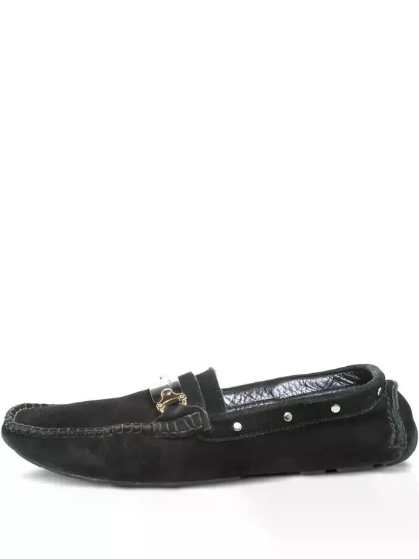 Dolce & Gabbana Suede Loafers With Metal Detail - Black