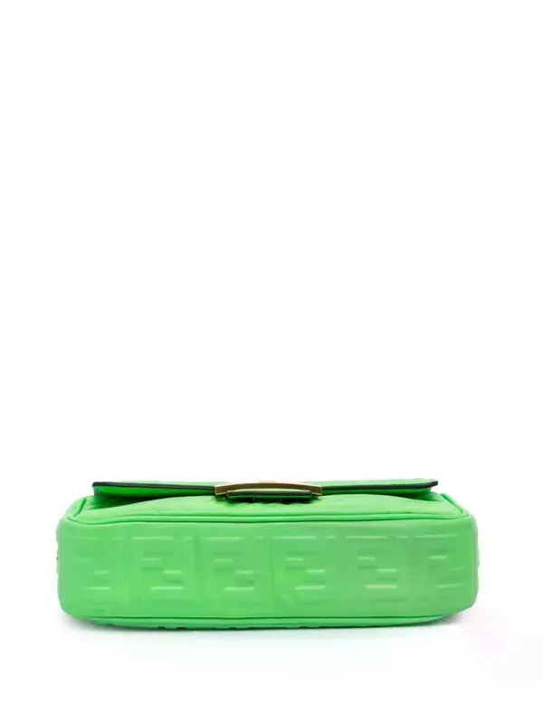 Fendi Zucca Embossed Chain Midi Baguette Shoulder Bag