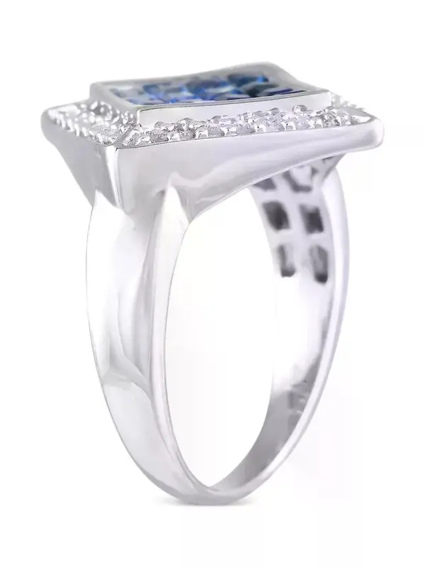 LB EXCLUSIVE 14k White Gold Sapphire And Diamond Ring
