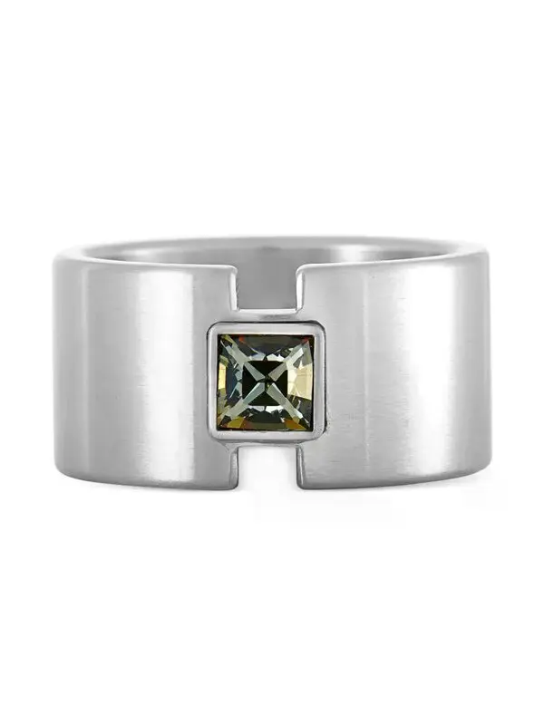 SWATCH Stainless Steel Princess-cut Crystal Statement Ring