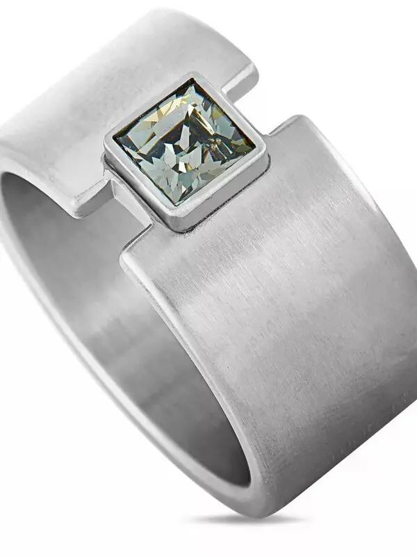 SWATCH Stainless Steel Princess-cut Crystal Statement Ring