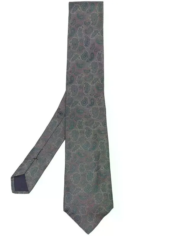 Versace 1970s Paisley-print Silk Neck Tie - Blue