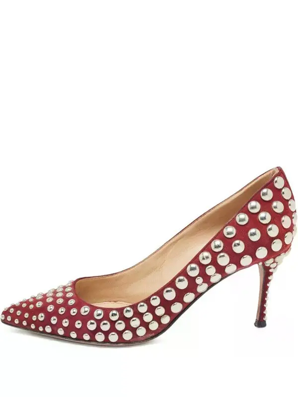 SERGIO ROSSI Studded Pointed-toe Pumps - Red