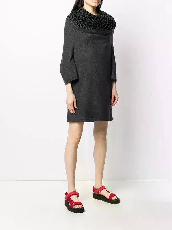 JUNYA WATANABE COMME DES GARCONS Charcoal Wool Honeycomb Collar Dress