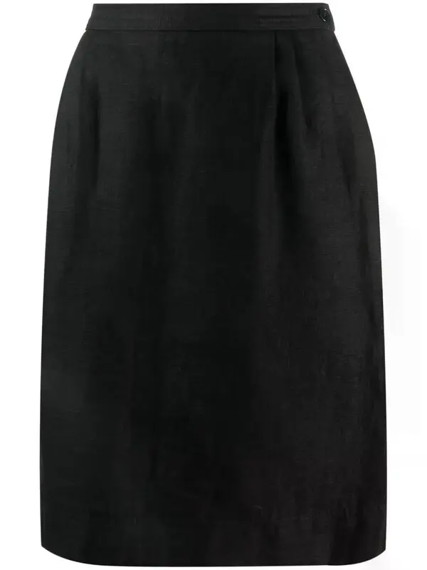 Valentino Garavani Linen High-waisted Pencil Skirt - Black