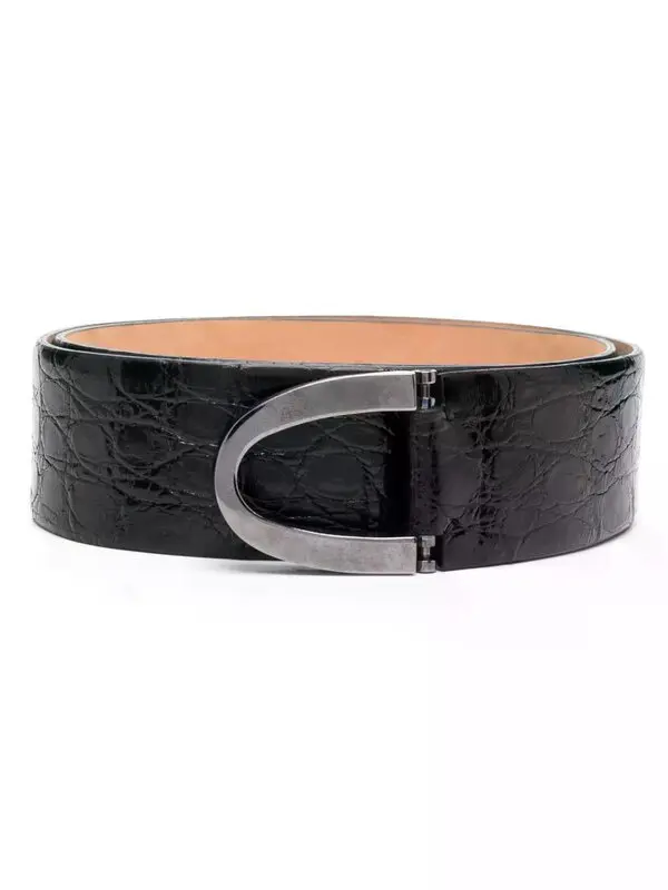 Gianfranco Ferre Leather Belt With Silver-tone Buckle - Black