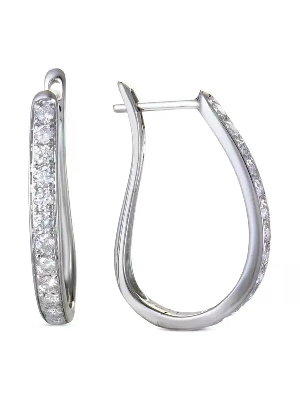 LB EXCLUSIVE 14k White Gold Diamond Hoop Earrings - Silver