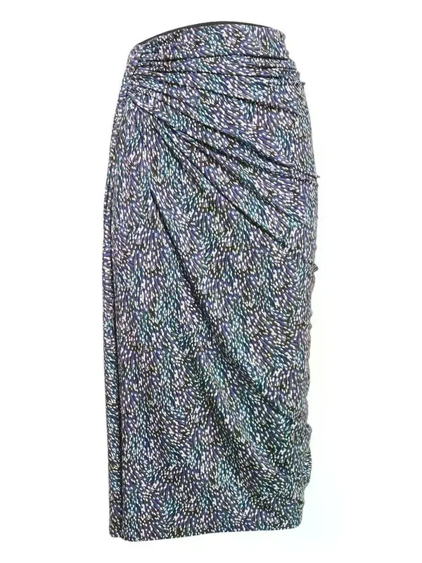 ISABEL MARANT VINTAGE Draped Asymmetrical Midi Skirt - Multicolour