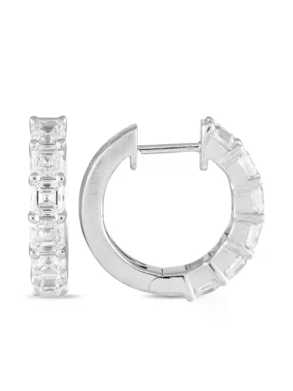 LB EXCLUSIVE 18k White Gold Diamond Huggie Earrings