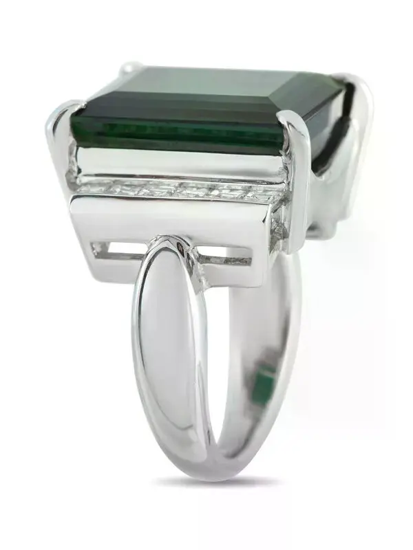 LB EXCLUSIVE Platinum Diamond And Tourmaline Ring - Silver