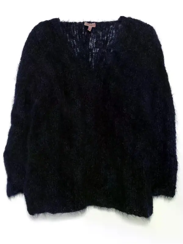 ROMEO GIGLI 1990s Chunky Knit V-neck Sweater - Blue
