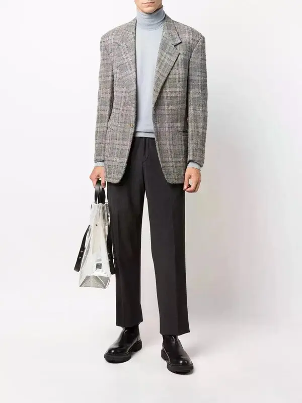 Versace 1980s Notched Lapels Checked Blazer