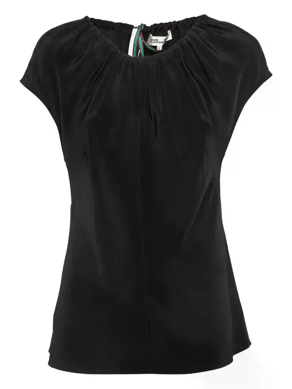 Diane Von Furstenberg Vintage Silk Tie-up Top - Black