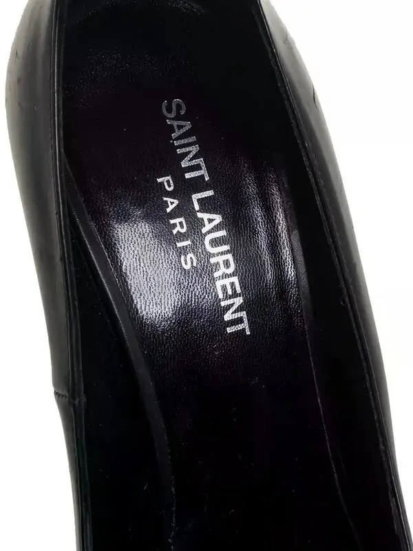 Saint Laurent Leather Pointed Toe Stiletto Pumps With Ankle Strap