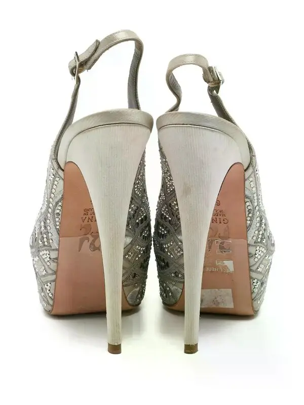 GINA 150mm Peep-toe Slingback Stiletto Pumps With Intricate Embellishment