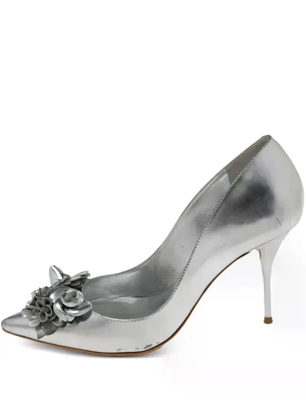SOPHIA WEBSTER Metallic Floral Embellished Pumps - Silver