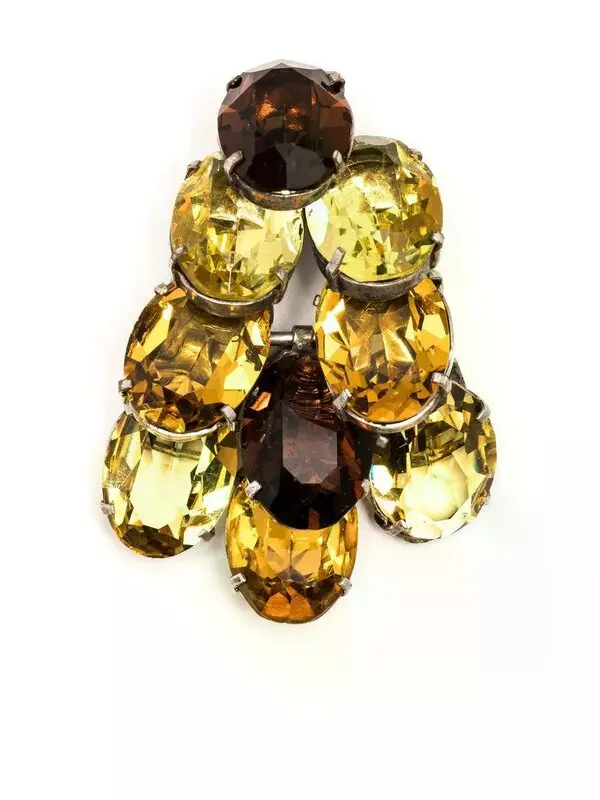 Dior Crystal Embellished Brooch - Yellow