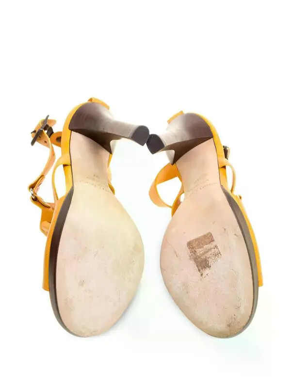 JIMMY CHOO Mustard Leather Studded Cage Sandals - Yellow