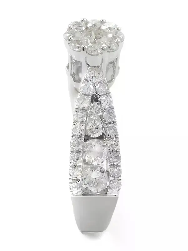 LB EXCLUSIVE 14k White Gold Diamond Floral Motif Ring