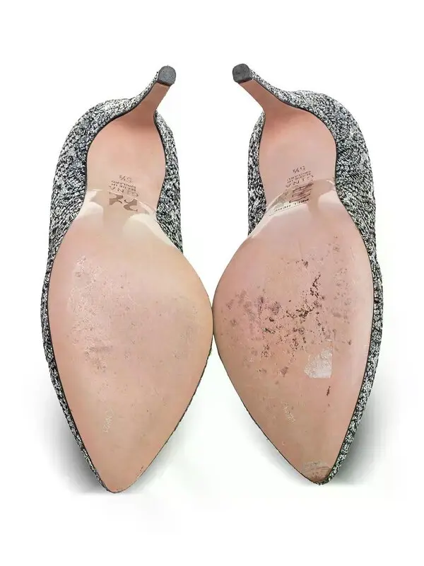 GINA 110mm Leather Glitter Stiletto Pumps