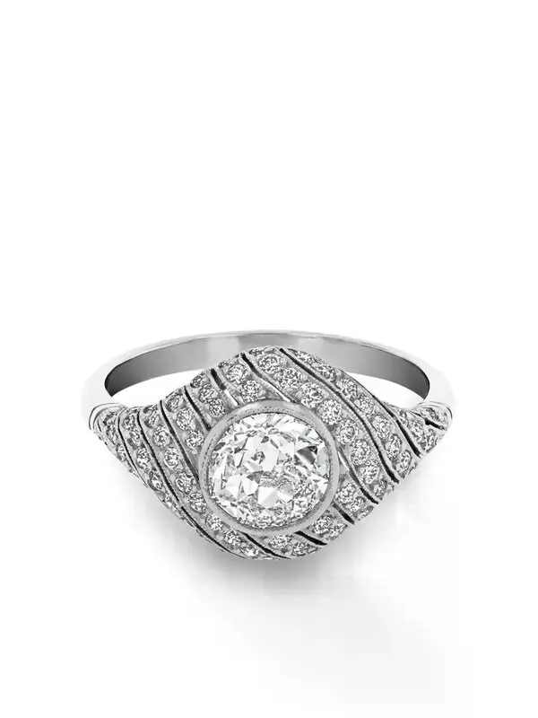 PRAGNELL Platinum Art Deco-inspired Diamond Ring - Silver
