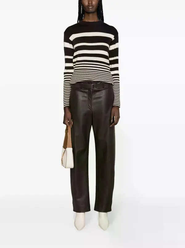 Gianfranco Ferre 2000s Striped Virgin Wool Jumper - Brown